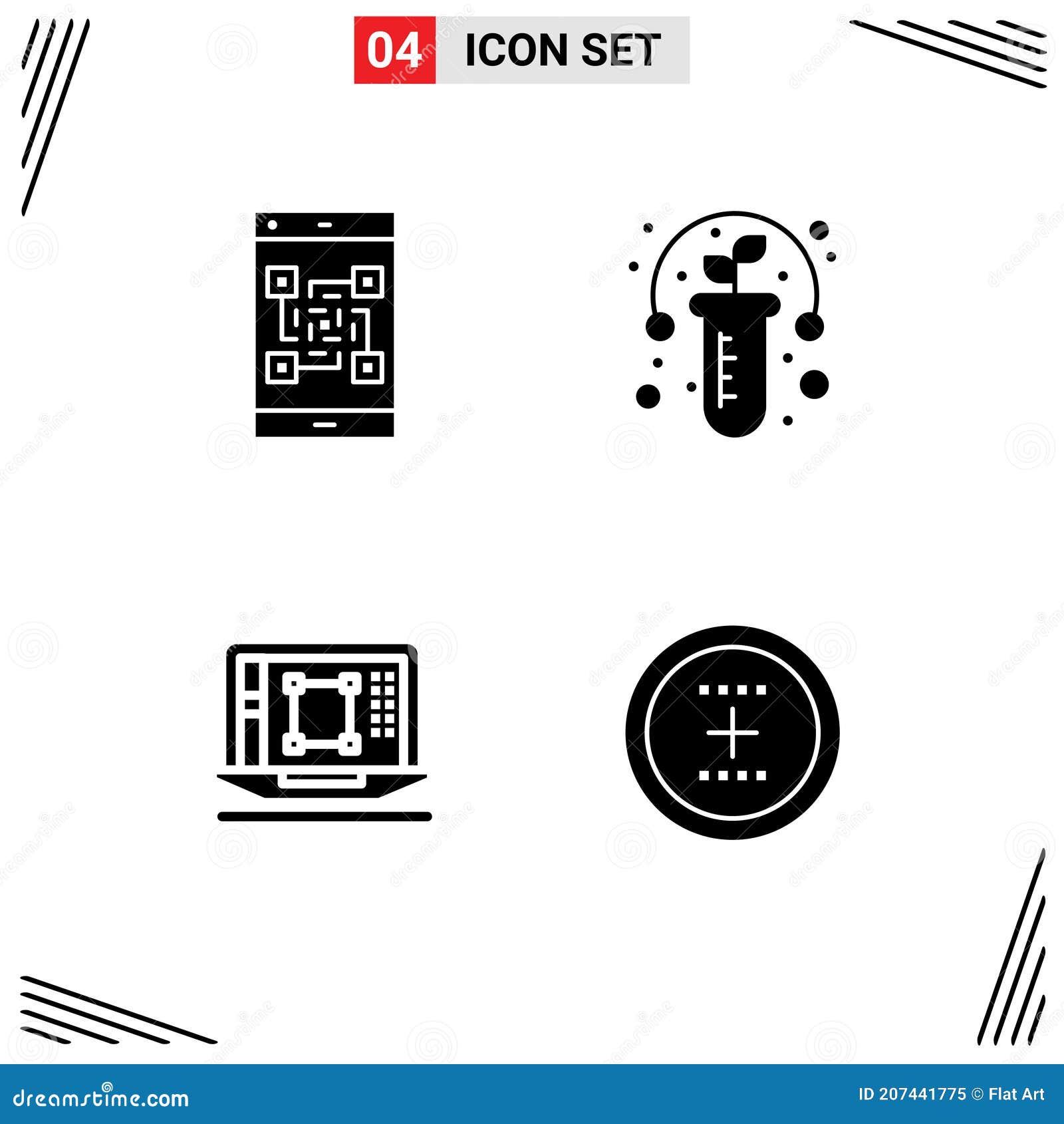 Universal Icon Symbols Group of 4 Modern Solid Glyphs of Code, Laptop ...