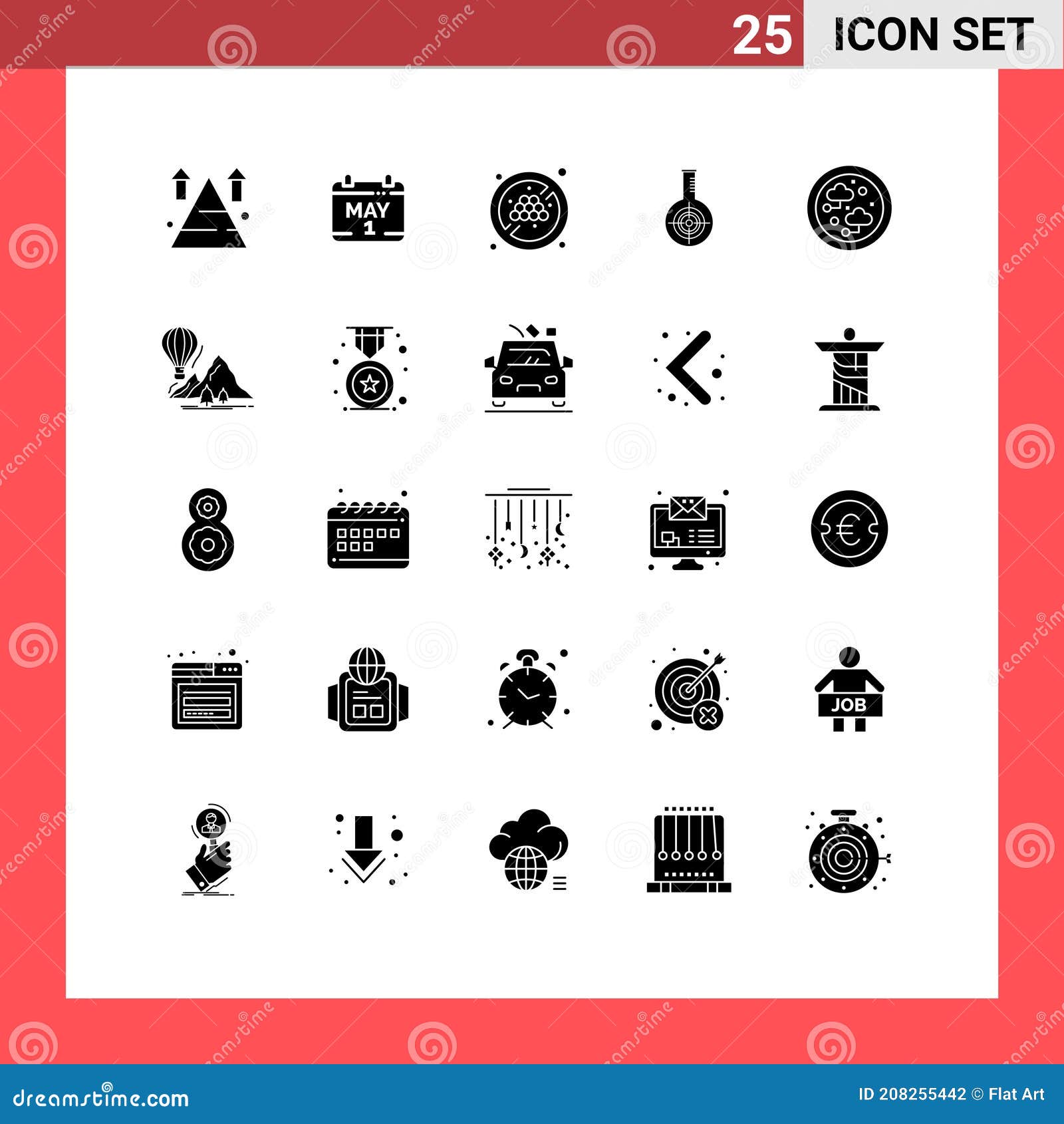 Universal Icon Symbols Group of 25 Modern Solid Glyphs of Connected ...