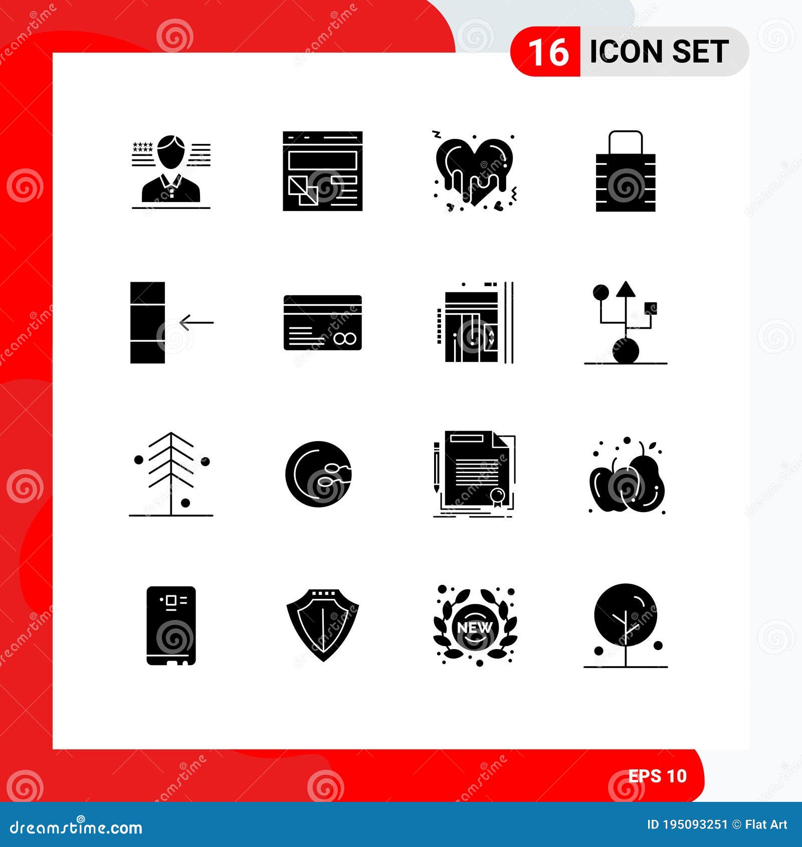 Universal Icon Symbols Group of 16 Modern Solid Glyphs of Data ...