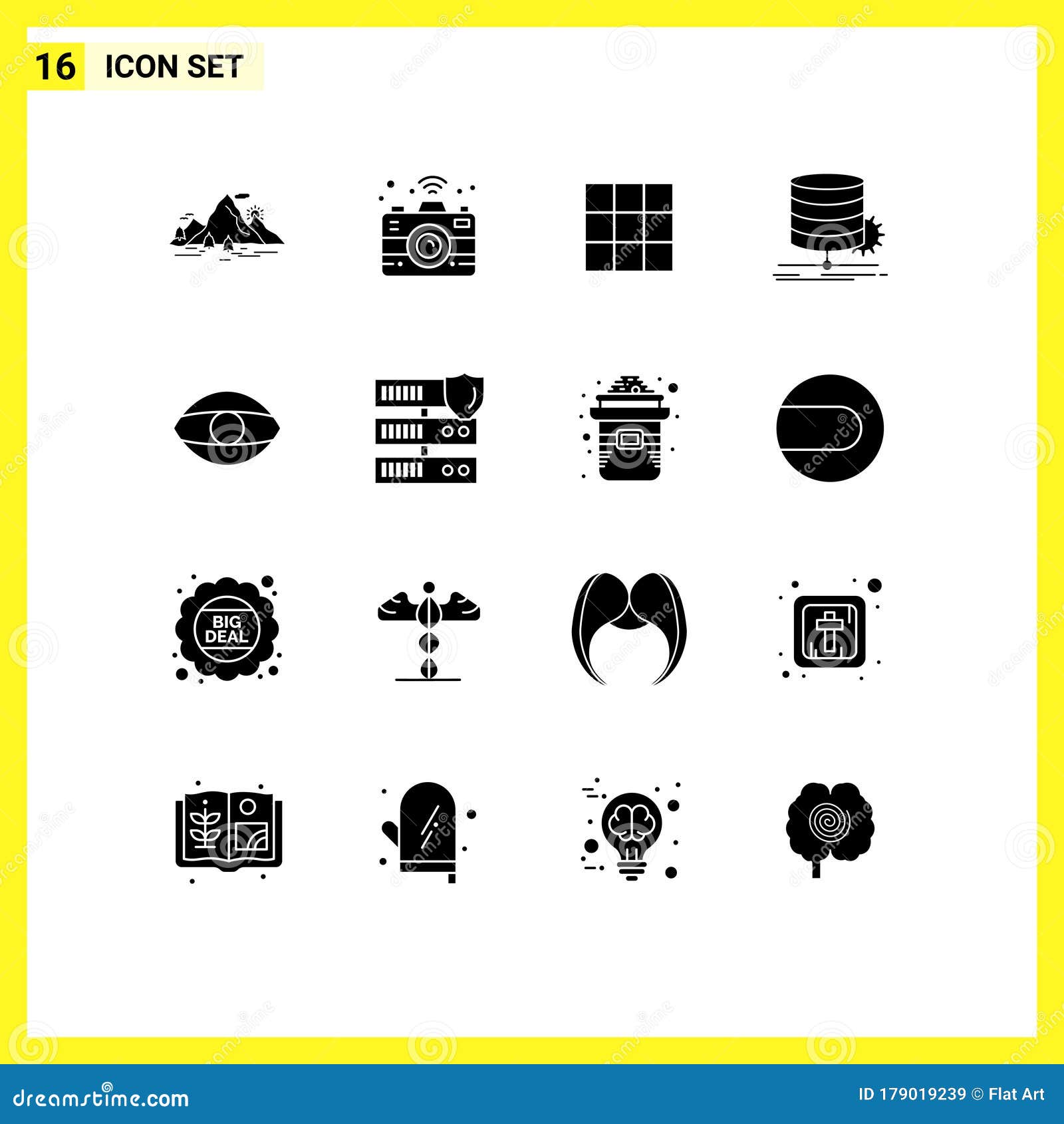 Universal Icon Symbols Group of 16 Modern Solid Glyphs of Face, Flow ...