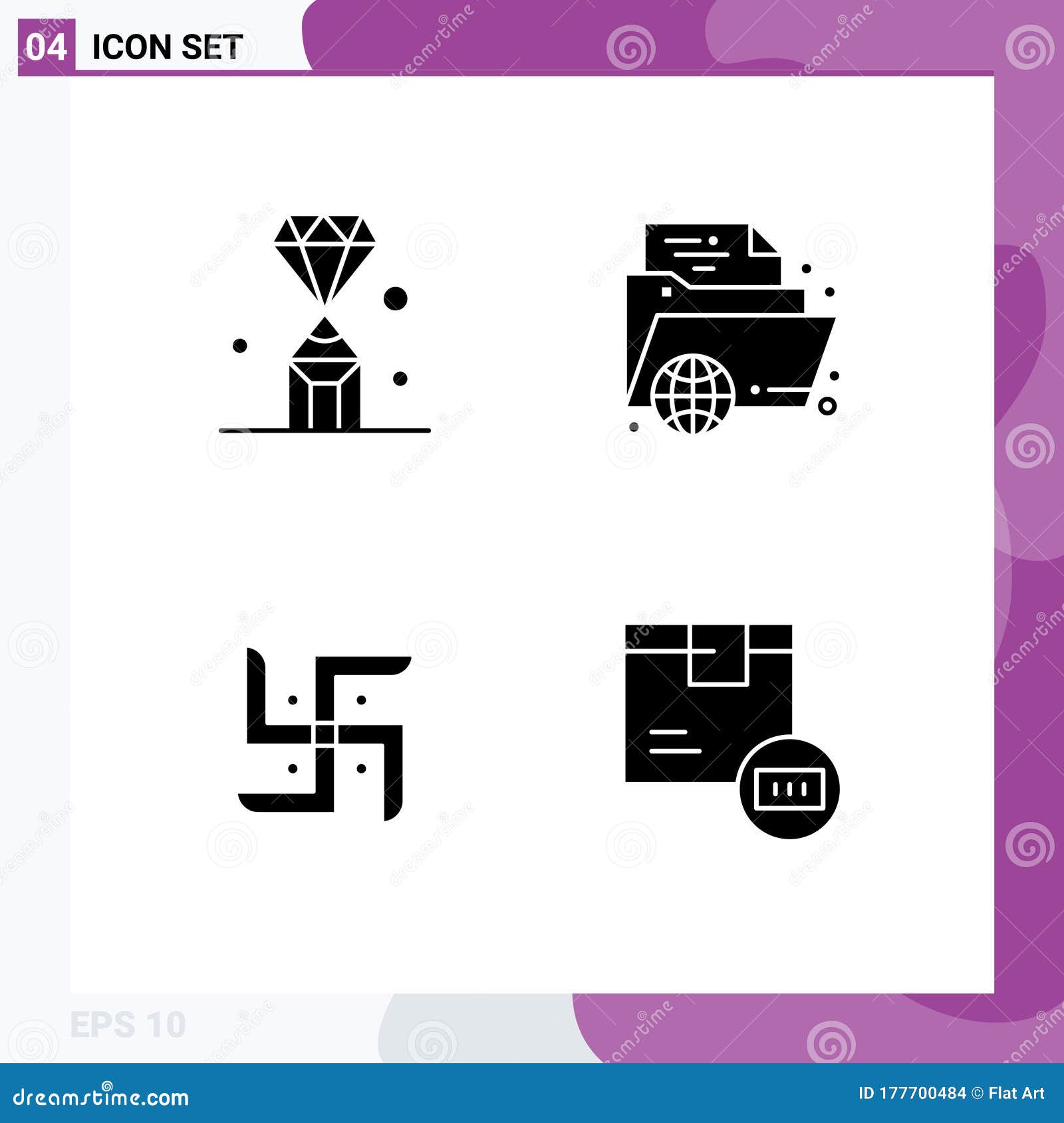 Universal Icon Symbols Group of Modern Solid Glyphs of Gems, Learning, Pen, Learning, Church ...