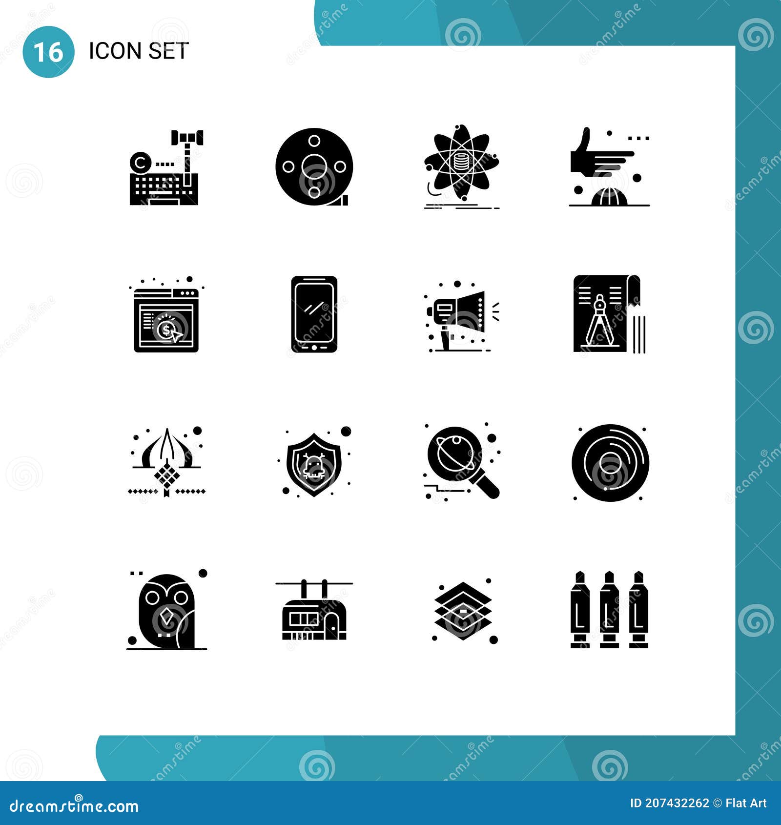 Universal Icon Symbols Group of 16 Modern Solid Glyphs of Global ...