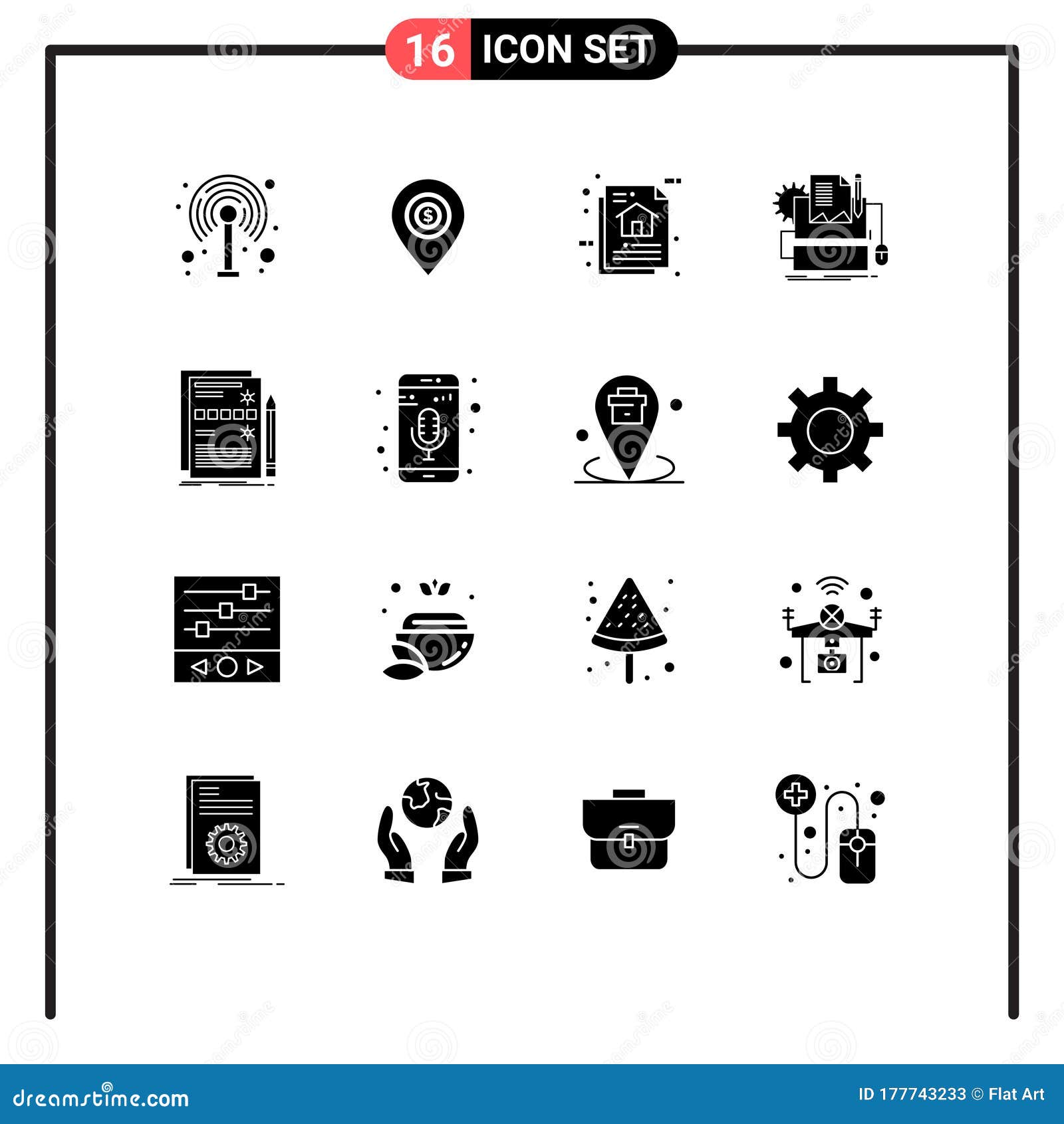 Universal Icon Symbols Group of 16 Modern Solid Glyphs of Keyboard ...
