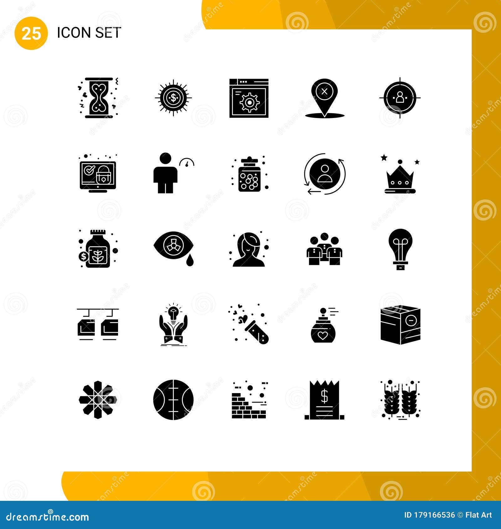 Universal Icon Symbols Group of 25 Modern Solid Glyphs of Place ...