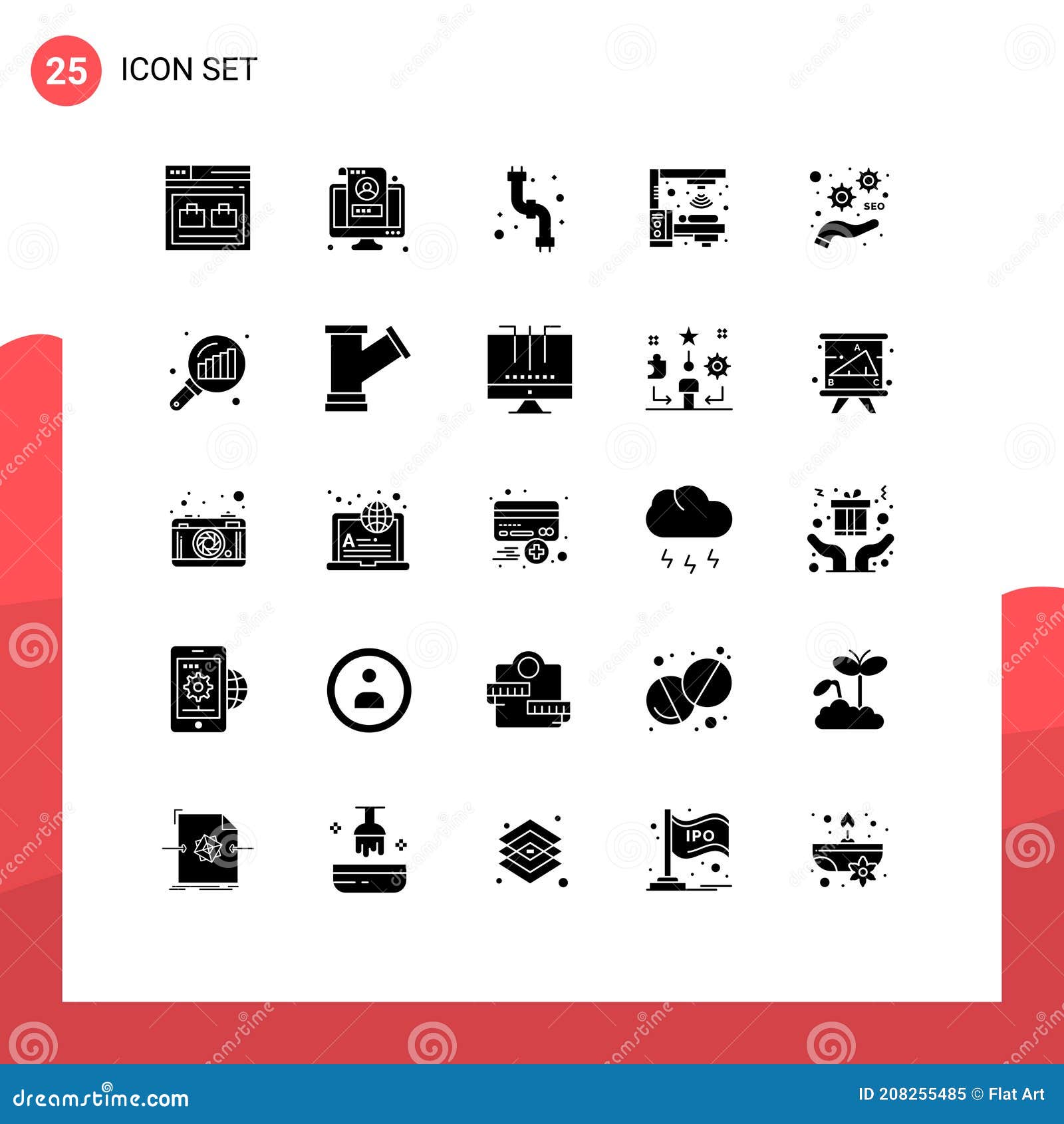Universal Icon Symbols Group of 25 Modern Solid Glyphs of Scanner ...