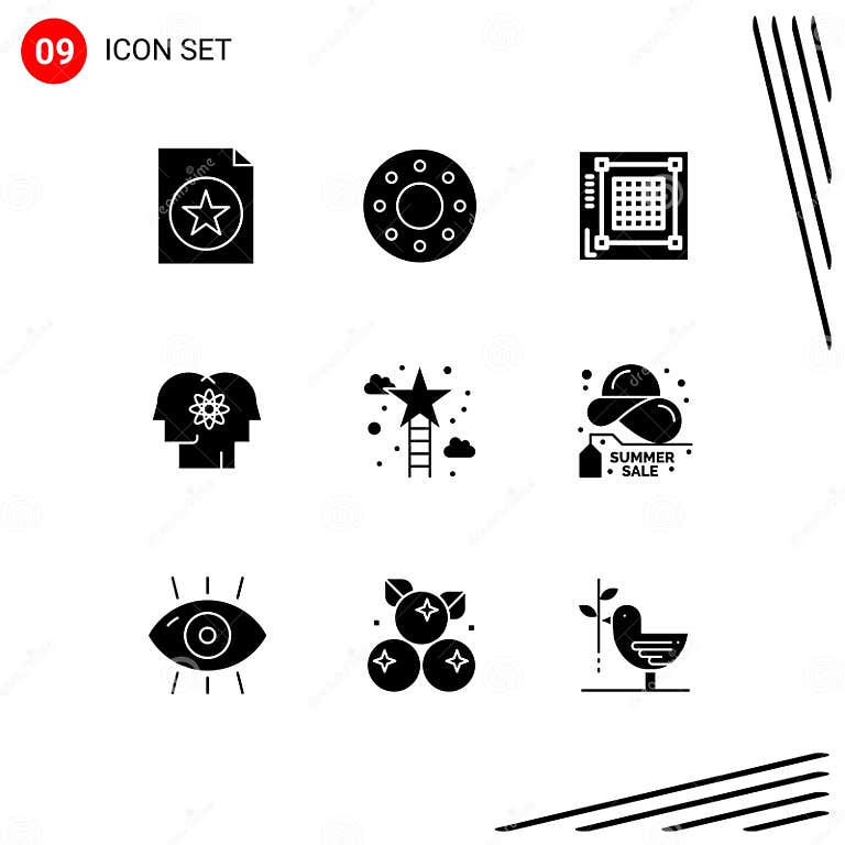 Universal Icon Symbols Group of 9 Modern Solid Glyphs of Stairs, People ...