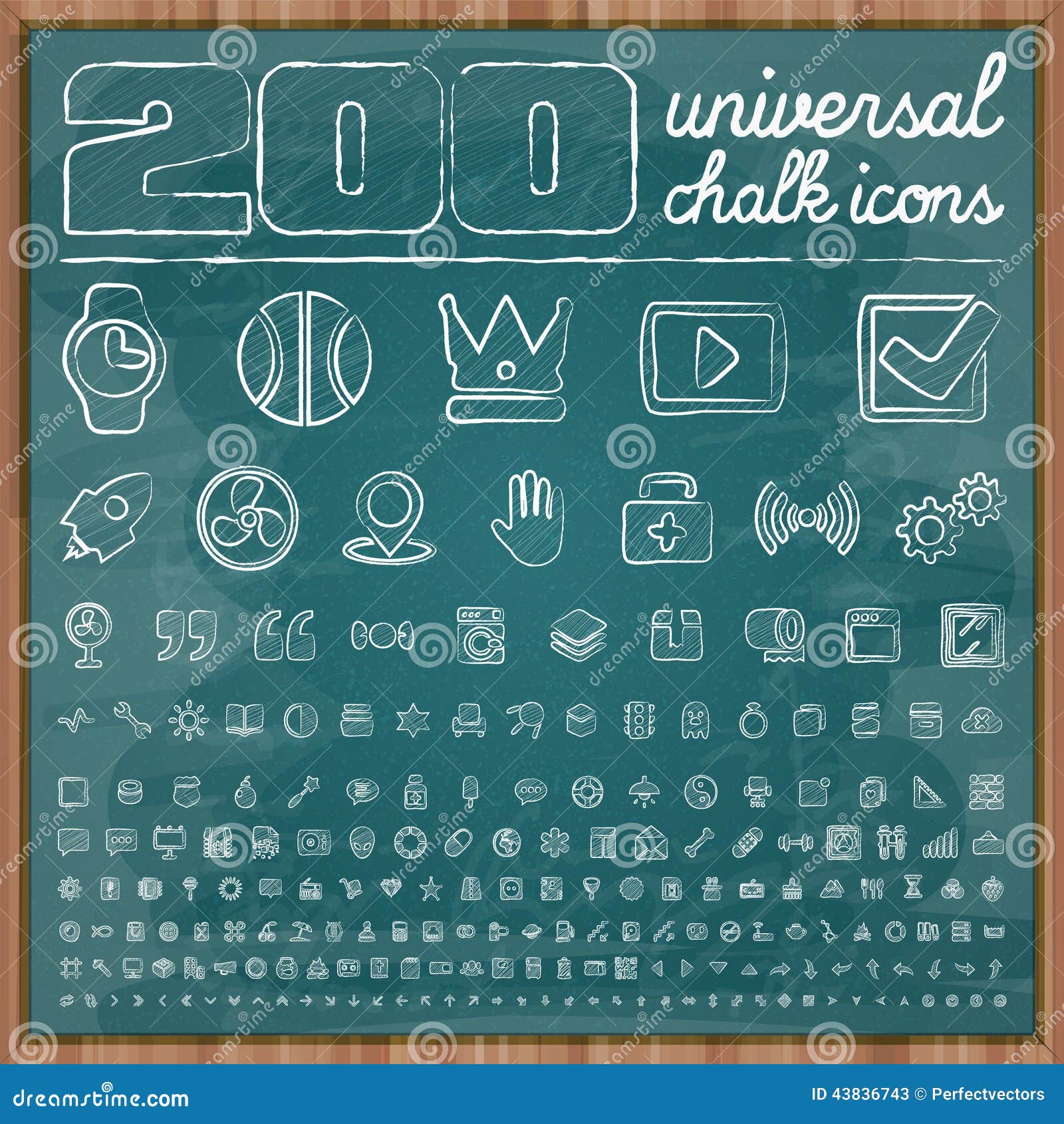 200 Universal Icons in Chalk Doodle Style Set 2 Stock Vector ...