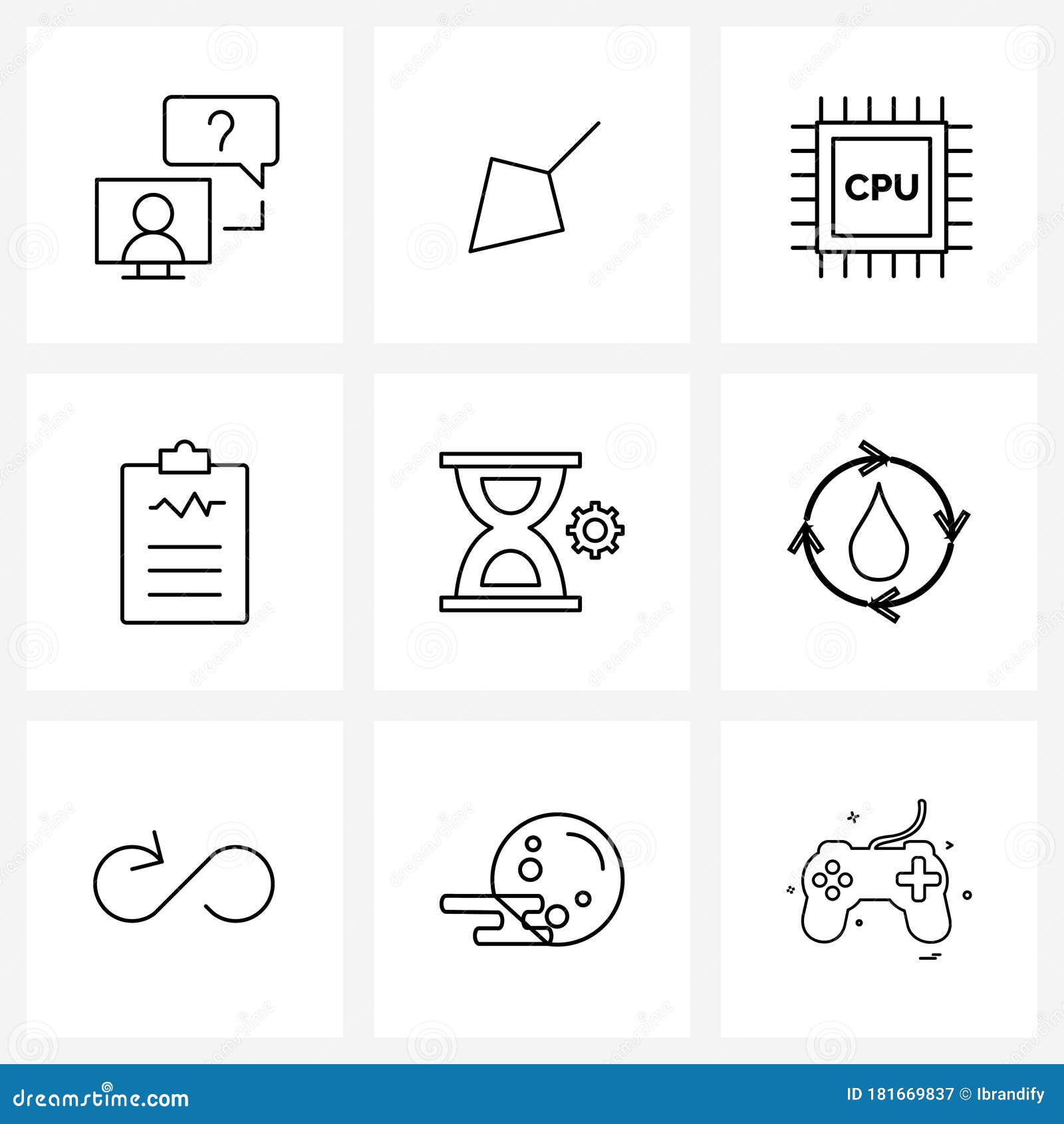 9 Universal Icons Pixel Perfect Symbols of Wait, Clock, Cpu, Sand Clock ...