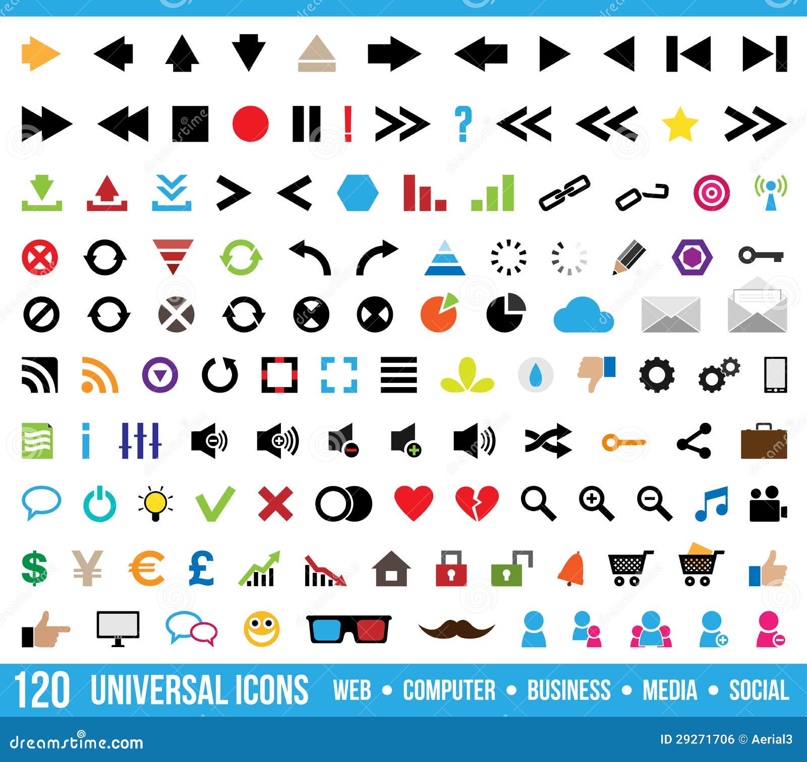Universal icons set stock vector. Illustration of button - 29271706