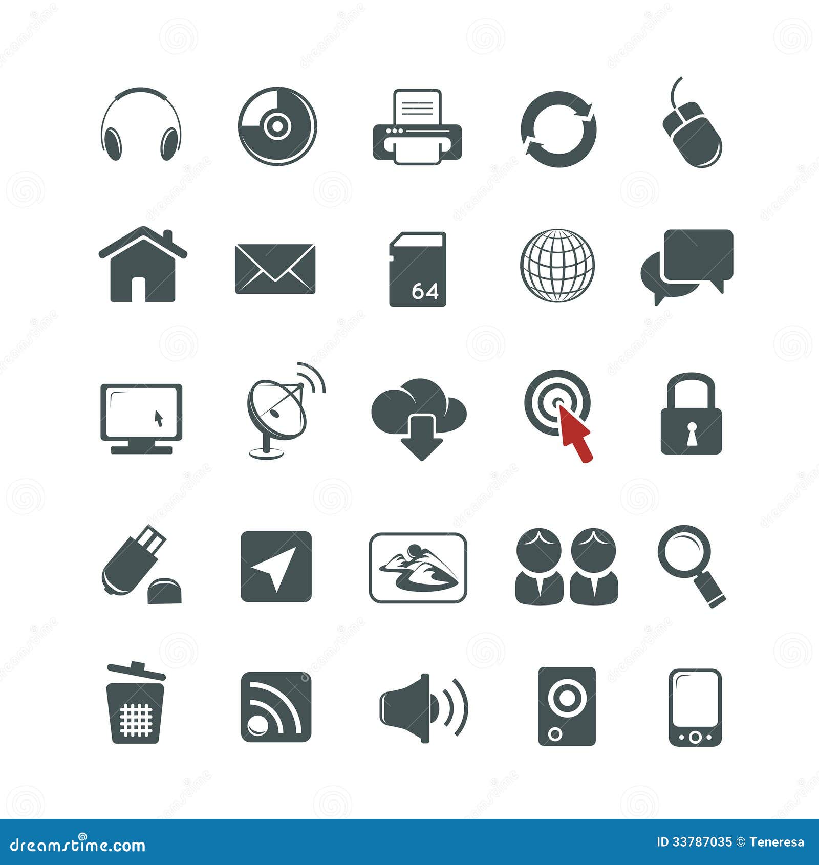 Universal icons set stock vector. Illustration of media - 33787035