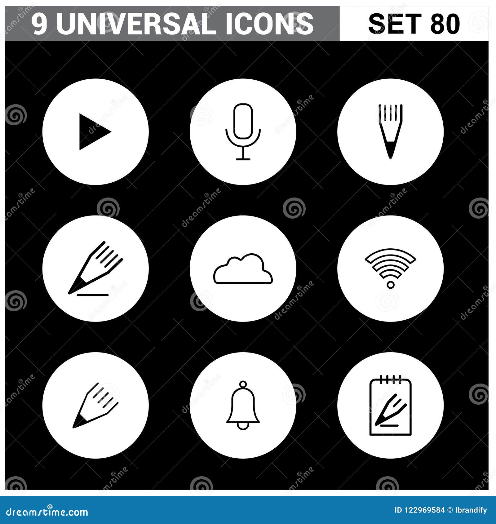 Universal icons set vector stock vector. Illustration of thin - 122969584