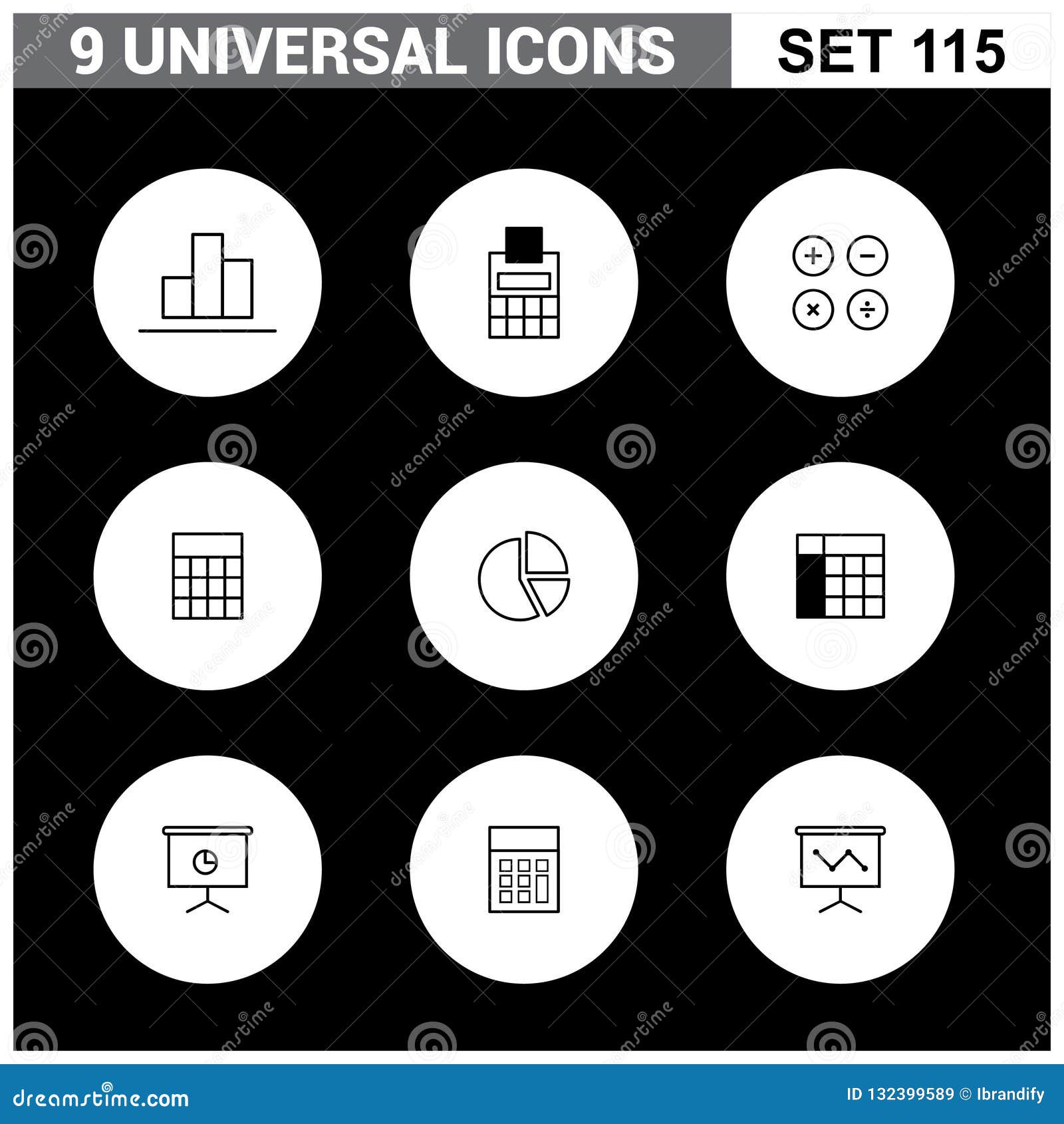 Universal icons set vector stock vector. Illustration of modern - 132399589