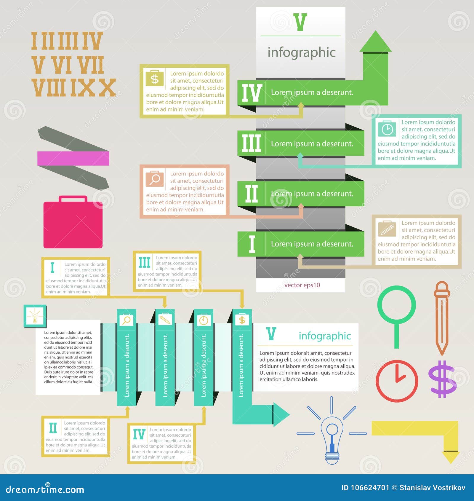 Universal Infographics with Green Line Arrow Vector Eps10 Stock Vector ...
