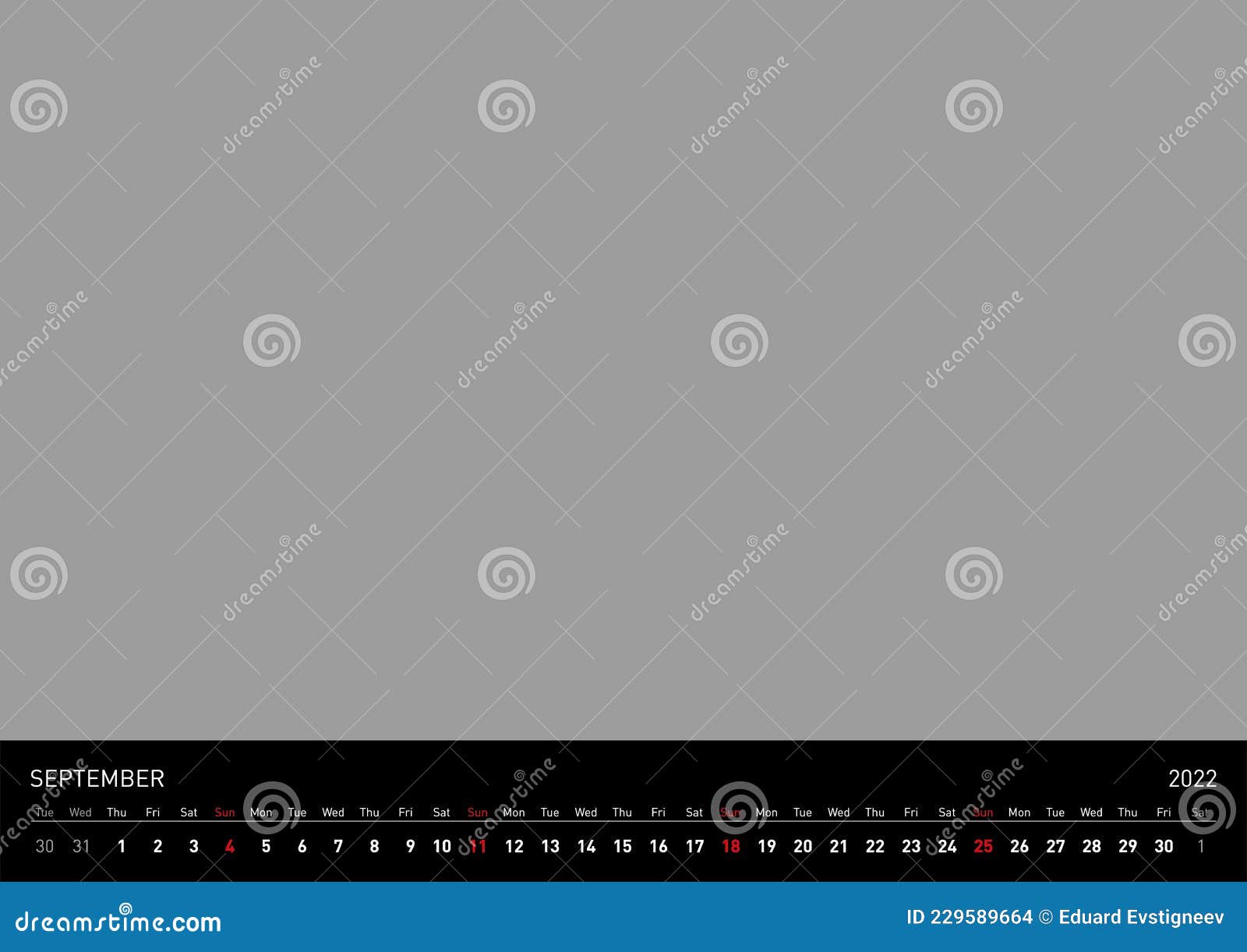 Calendar Grid for Wall Organizer 2022, Month of September, Background ...