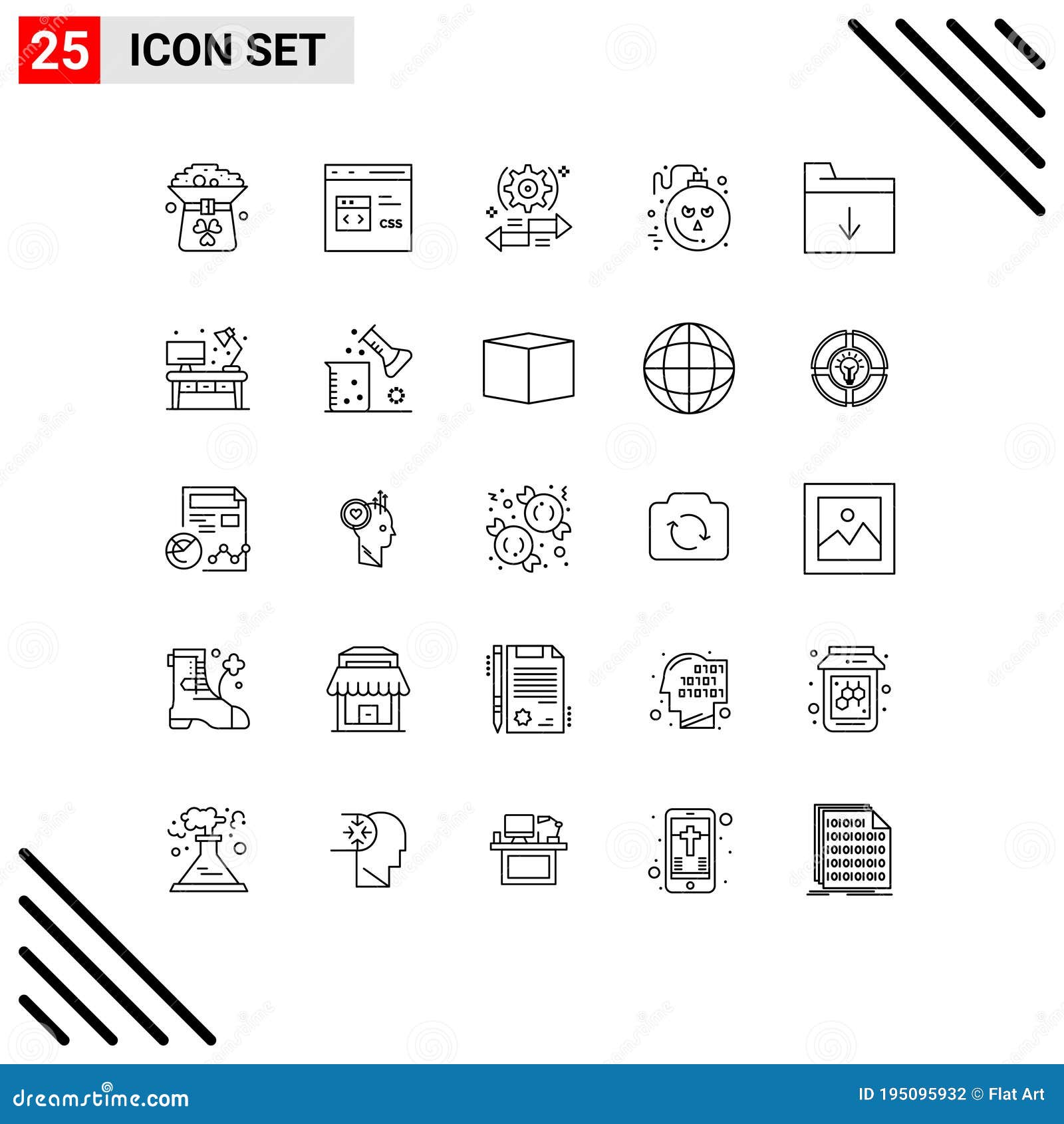 25 Universal Line Signs Symbols of Horror, Bomb, Develop, Right, Arrow ...