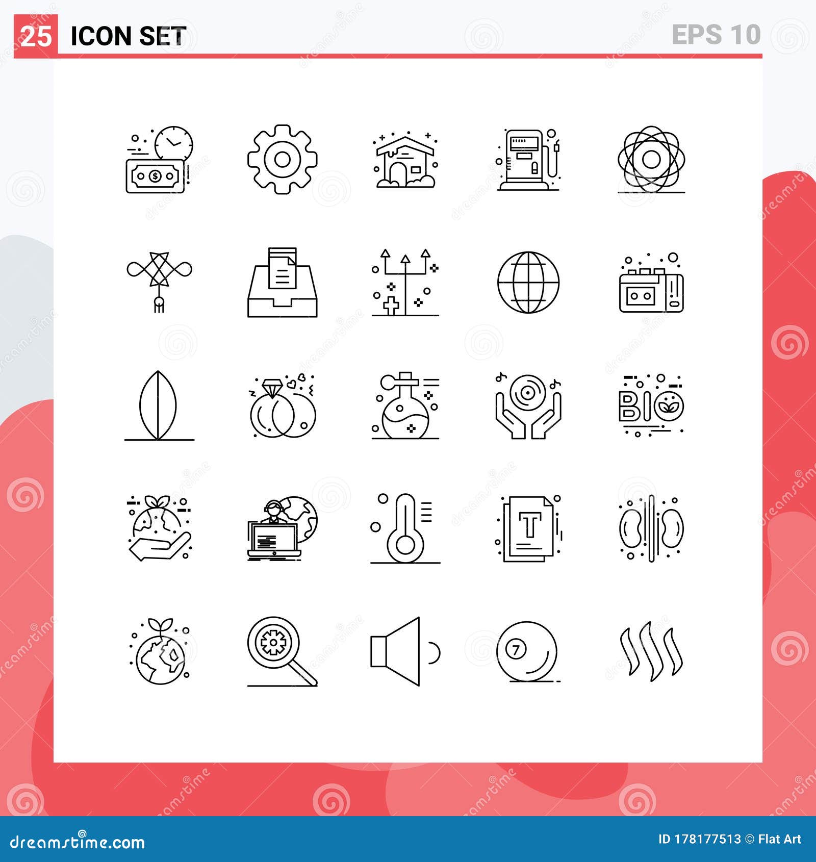 25 Universal Line Signs Symbols of Physics, Molecule, Weather ...