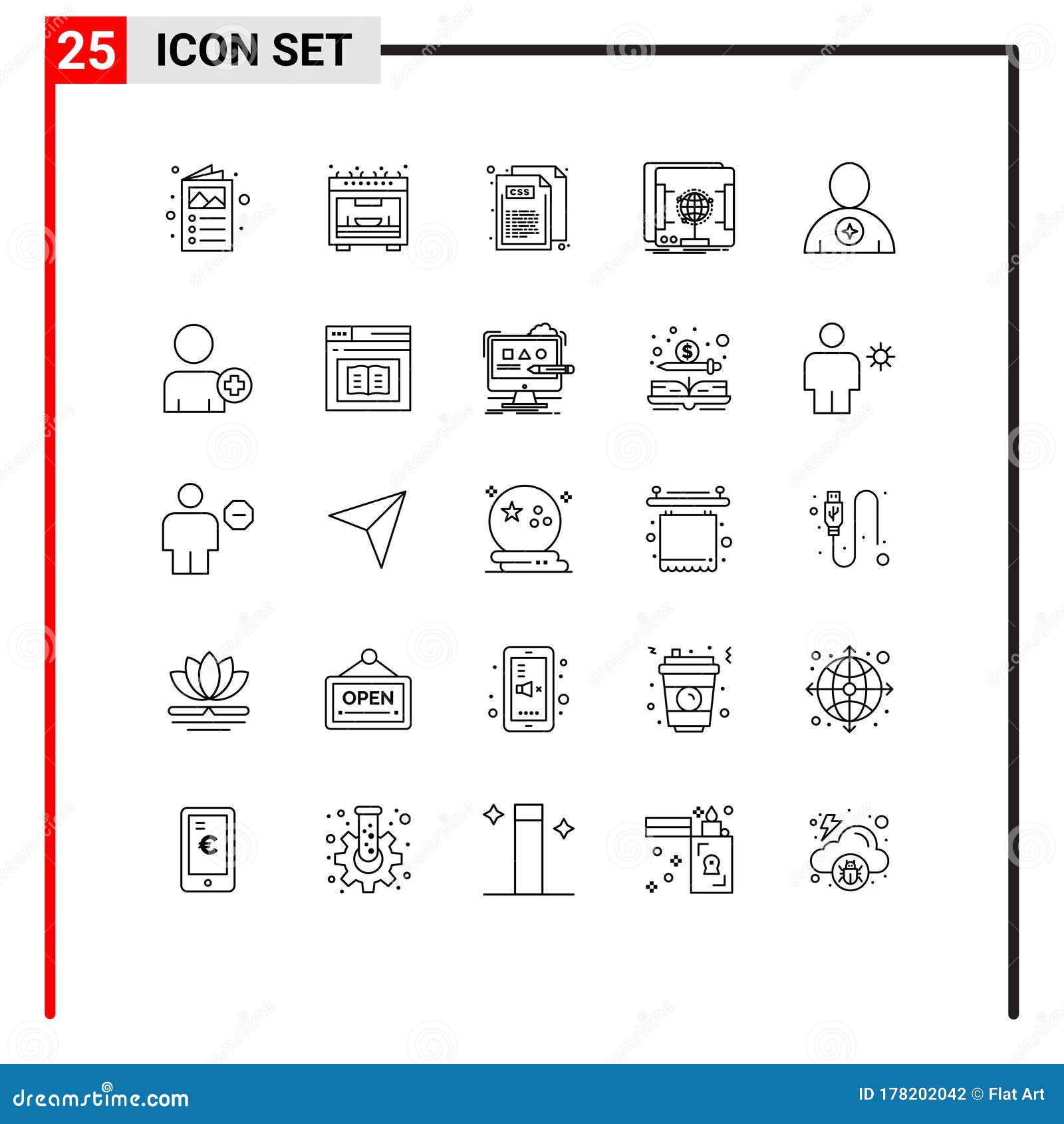 25 Universal Lines Set For Web And Mobile Applications Chart, Flowchart ...