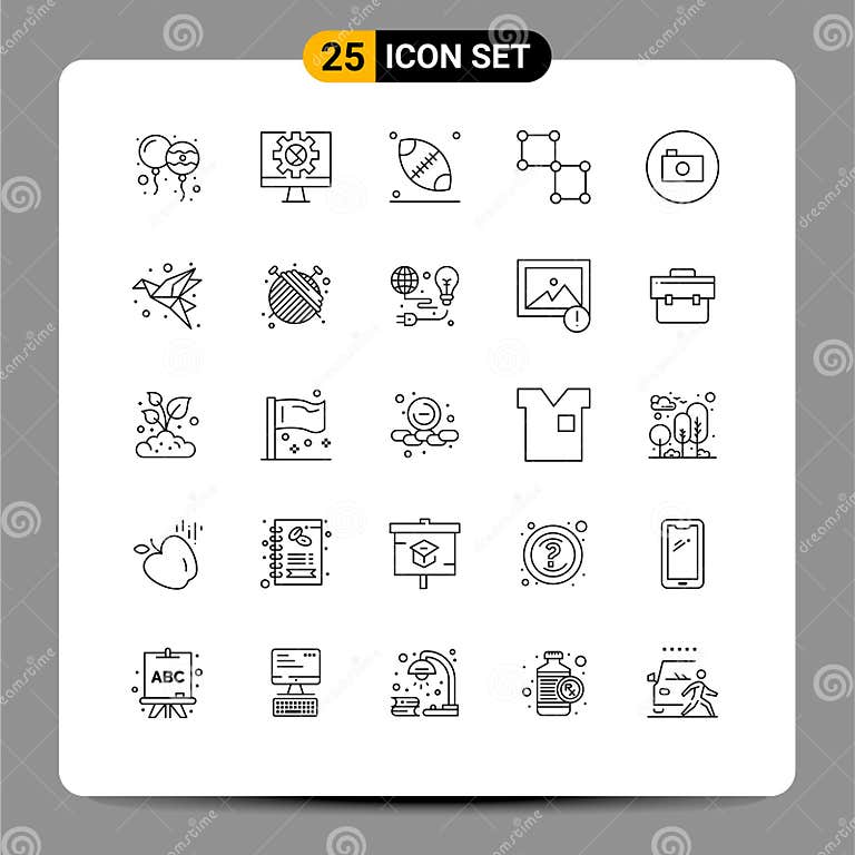 Set of 25 Modern UI Icons Symbols Signs for Media Player, Camera, Rugby ...