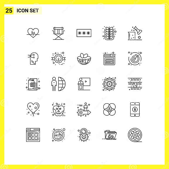 25 Universal Lines Set for Web and Mobile Applications Tree, Leaf, Code ...