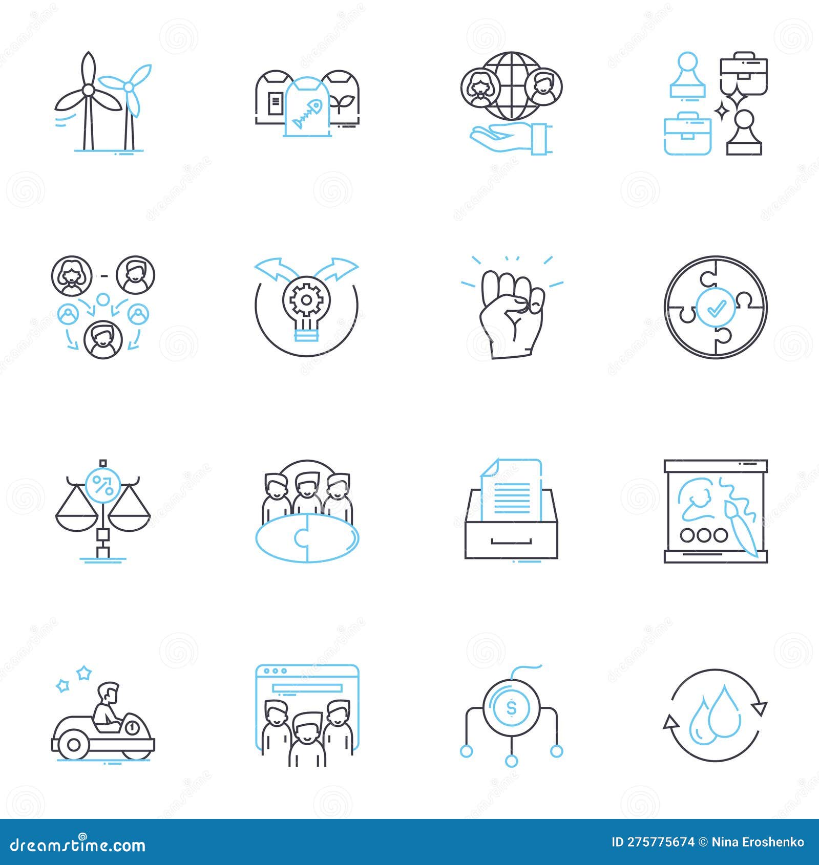 Universal Linkage Linear Icons Set. Connectivity, Compatibility ...