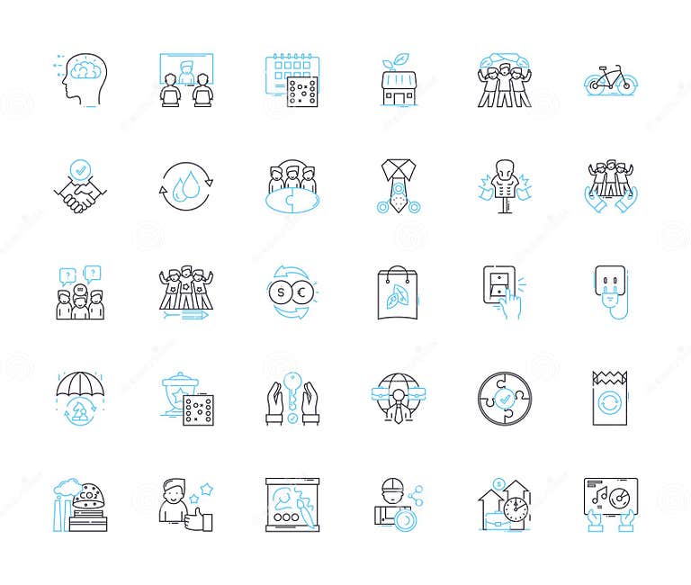 Universal Linkage Linear Icons Set. Connectivity, Compatibility ...