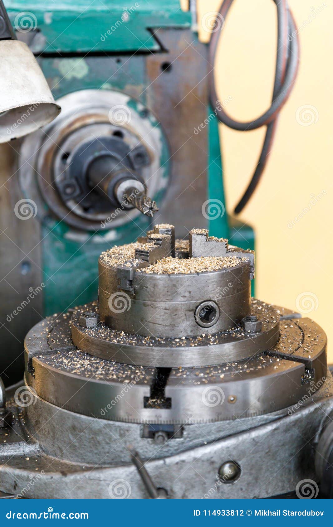 The Universal Green Milling Machine Stock Photo - Image of closeup ...