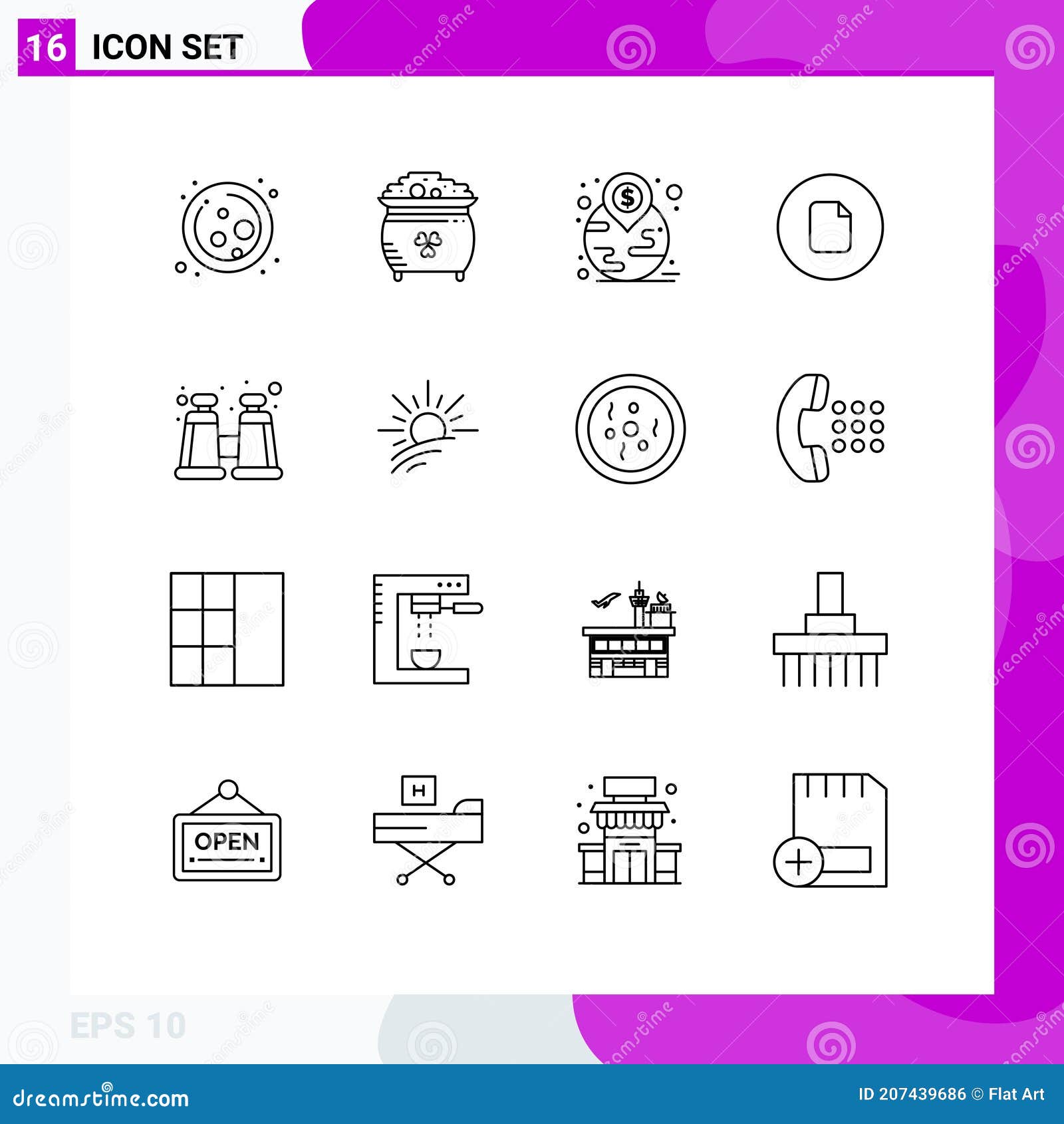 16 Universal Outline Signs Symbols of Binocular, Basic, St, File ...