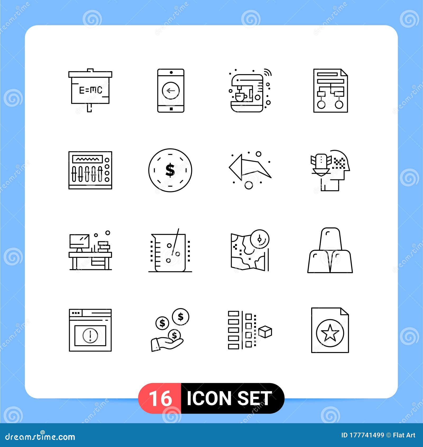 16 Universal Outline Signs Symbols of Wireframe, Paper, Left, Graph ...