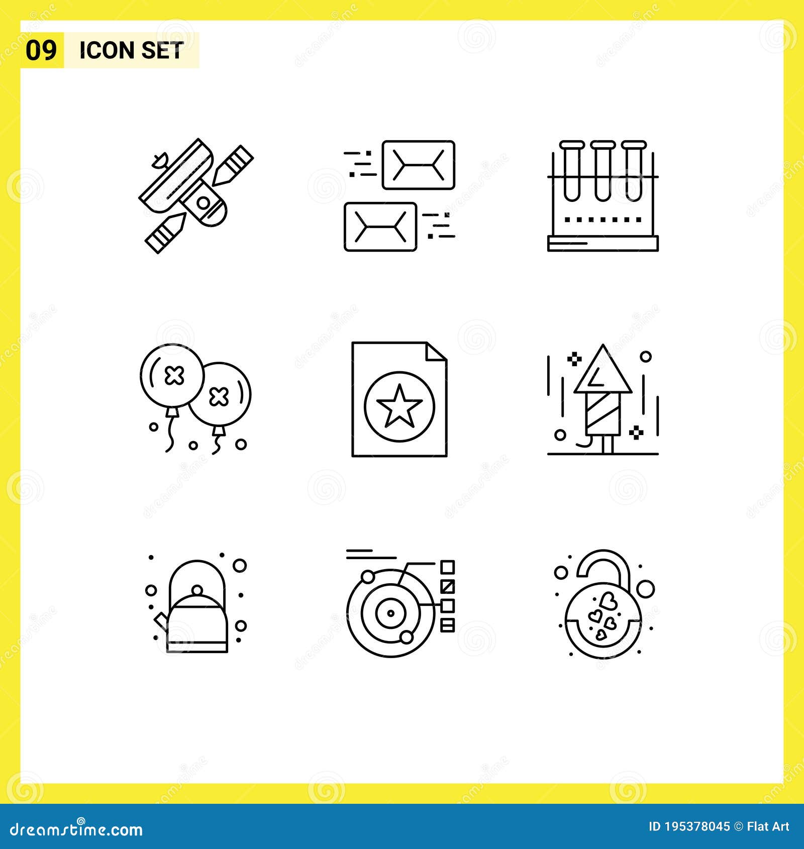 9 Universal Outlines Set For Web And Mobile Applications Birthday And