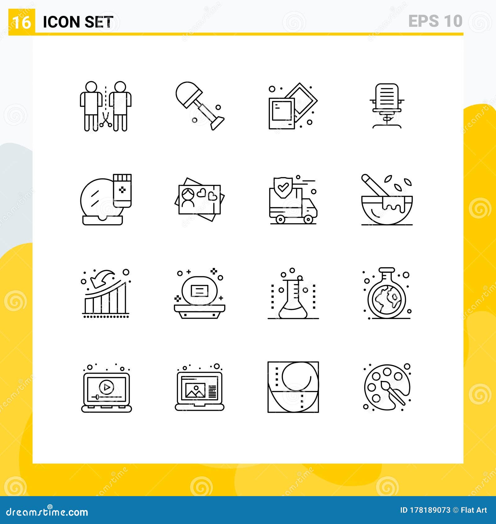 16 Universal Outlines Set For Web And Mobile Applications Office Chair