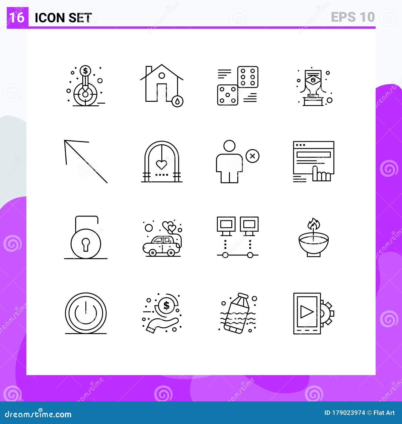 16 Universal Outlines Set For Web And Mobile Applications Trophy