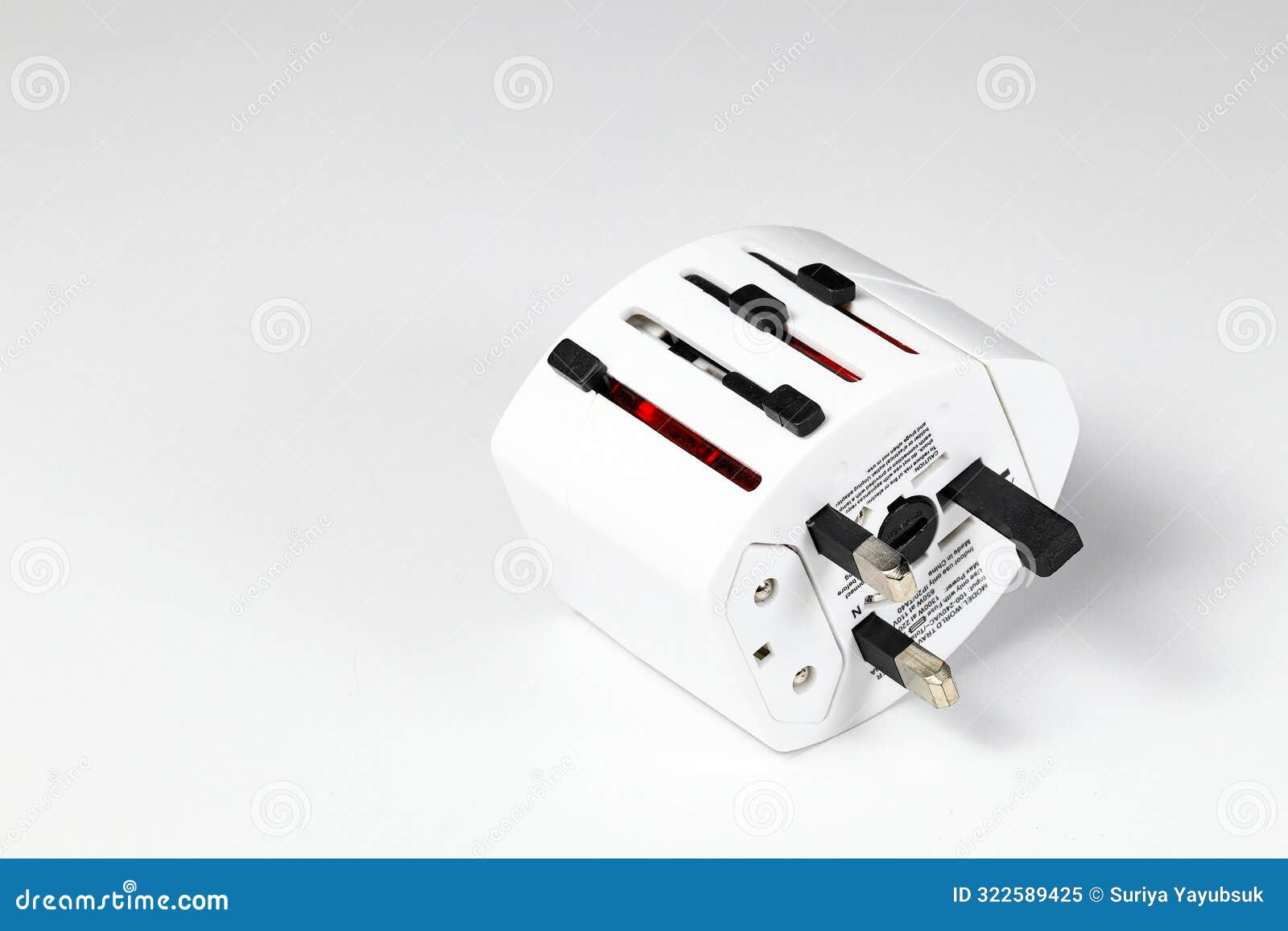 Universal Plug Adapter, Travel Plug Adapter Isolated On Reflection ...
