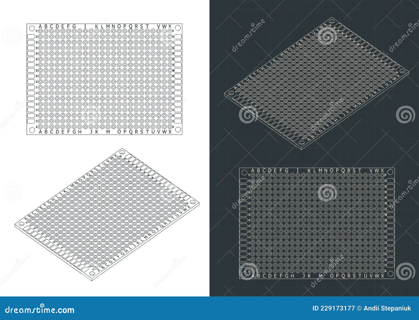 Universal Prototype Board Blueprints Stock Vector - Illustration of ...