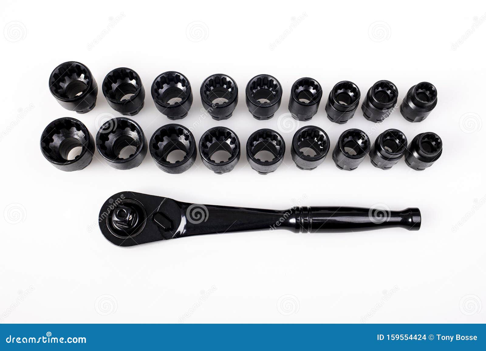 Universal Socket Wrench Set Isolated on White Stock Photo - Image of ...