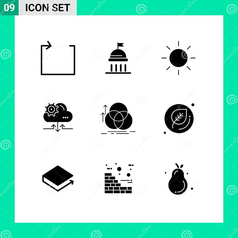 9 Universal Solid Glyph Signs Symbols of Geometry, Alignment, Sun ...