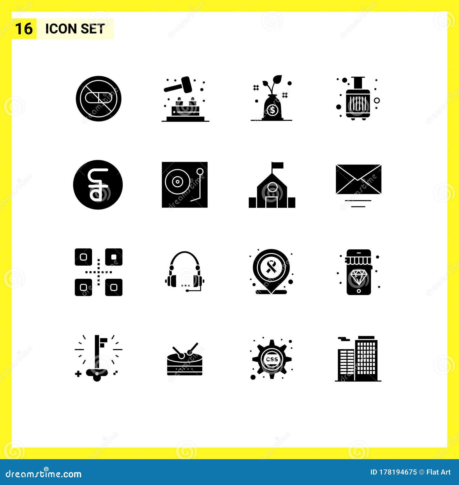 16 Universal Solid Glyph Signs Symbols of Money, Reil, Budget, Tourist ...