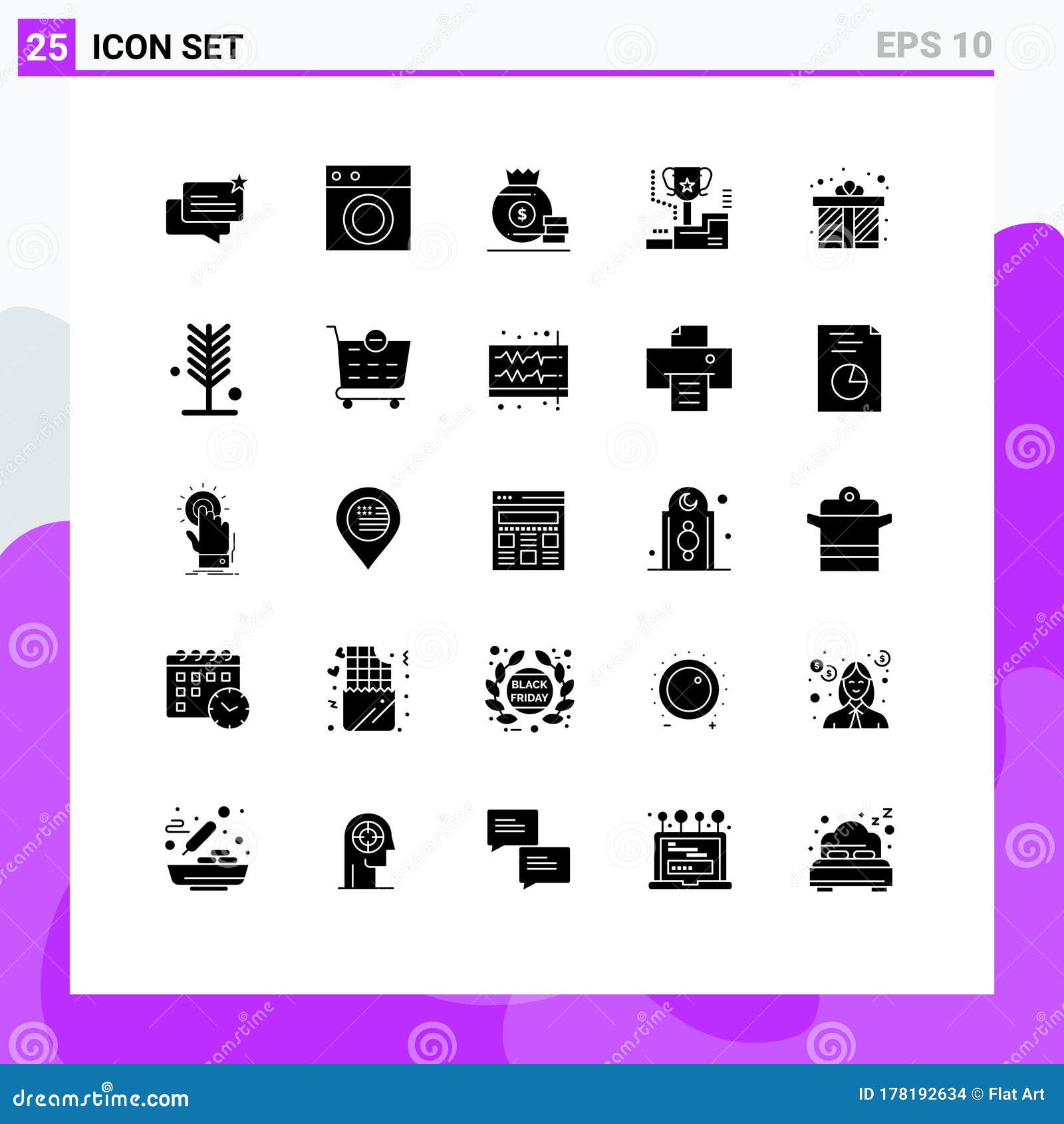 25 Universal Solid Glyph Signs Symbols of Prize, Winner, Washing, Cup ...