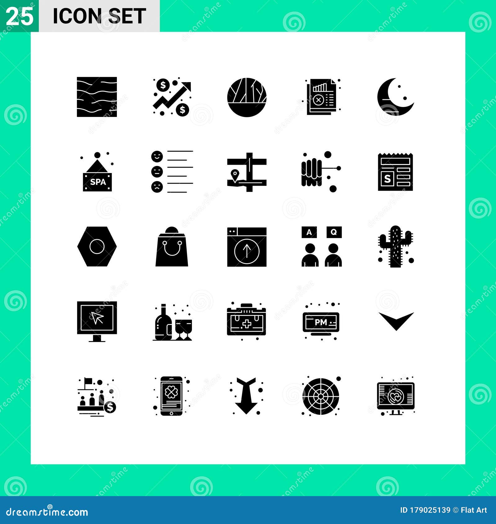25 Universal Solid Glyph Signs Symbols of Statistics, Chart, Graph ...