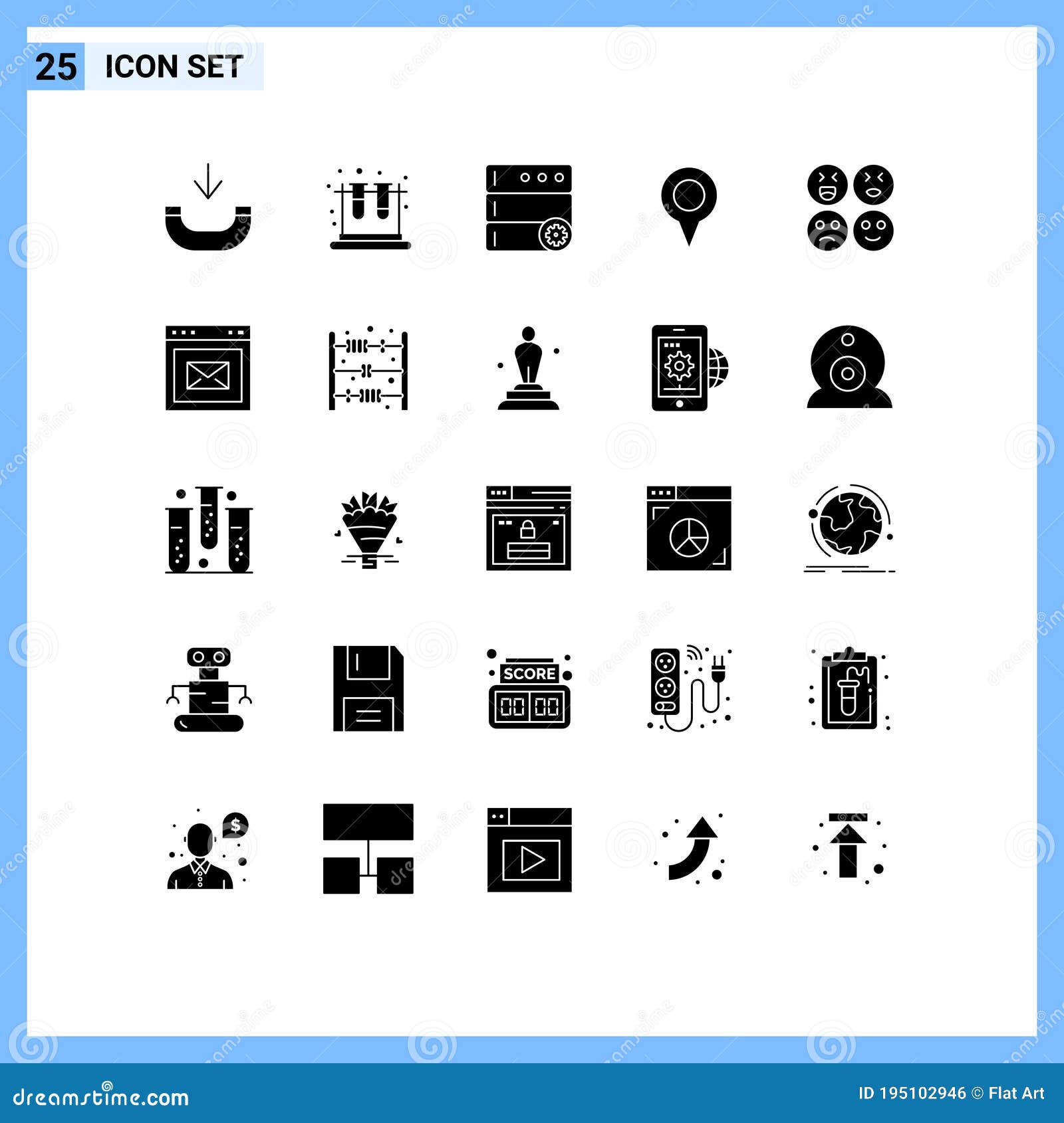 25 Universal Solid Glyphs Set for Web and Mobile Applications Browser ...