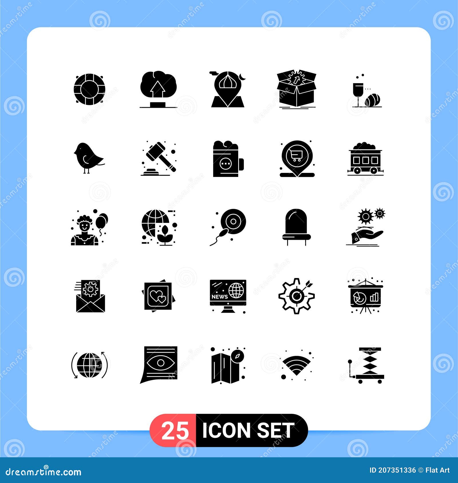 25 Universal Solid Glyphs Set for Web and Mobile Applications Egg, Work ...