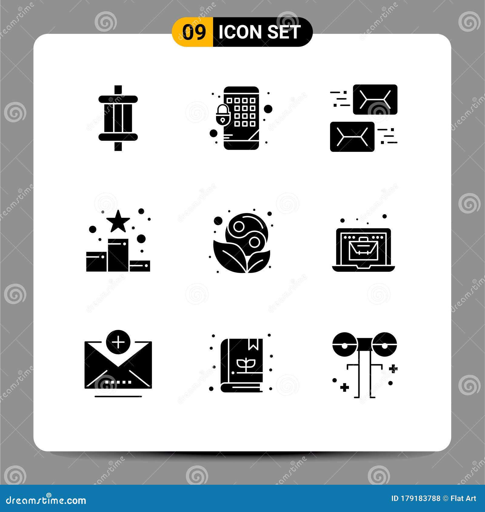 9 Universal Solid Glyphs Set for Web and Mobile Applications Symbol ...