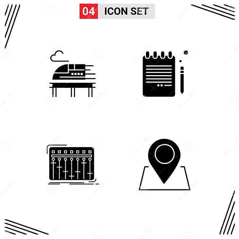 4 Universal Solid Glyphs Set for Web and Mobile Applications Train ...