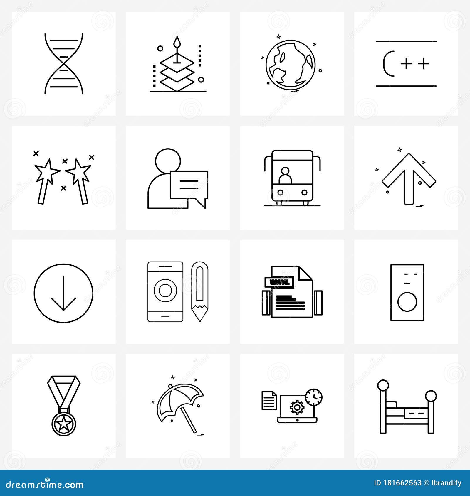 Universal Symbols Of 16 Modern Line Icons Of Magic, Magic Stick, Map ...