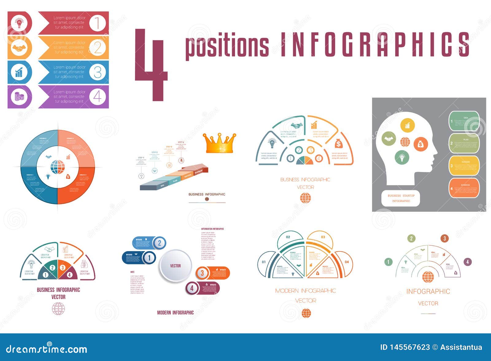 Set Universal 6 Templates For Infographics Conceptual Cyclic Processes ...
