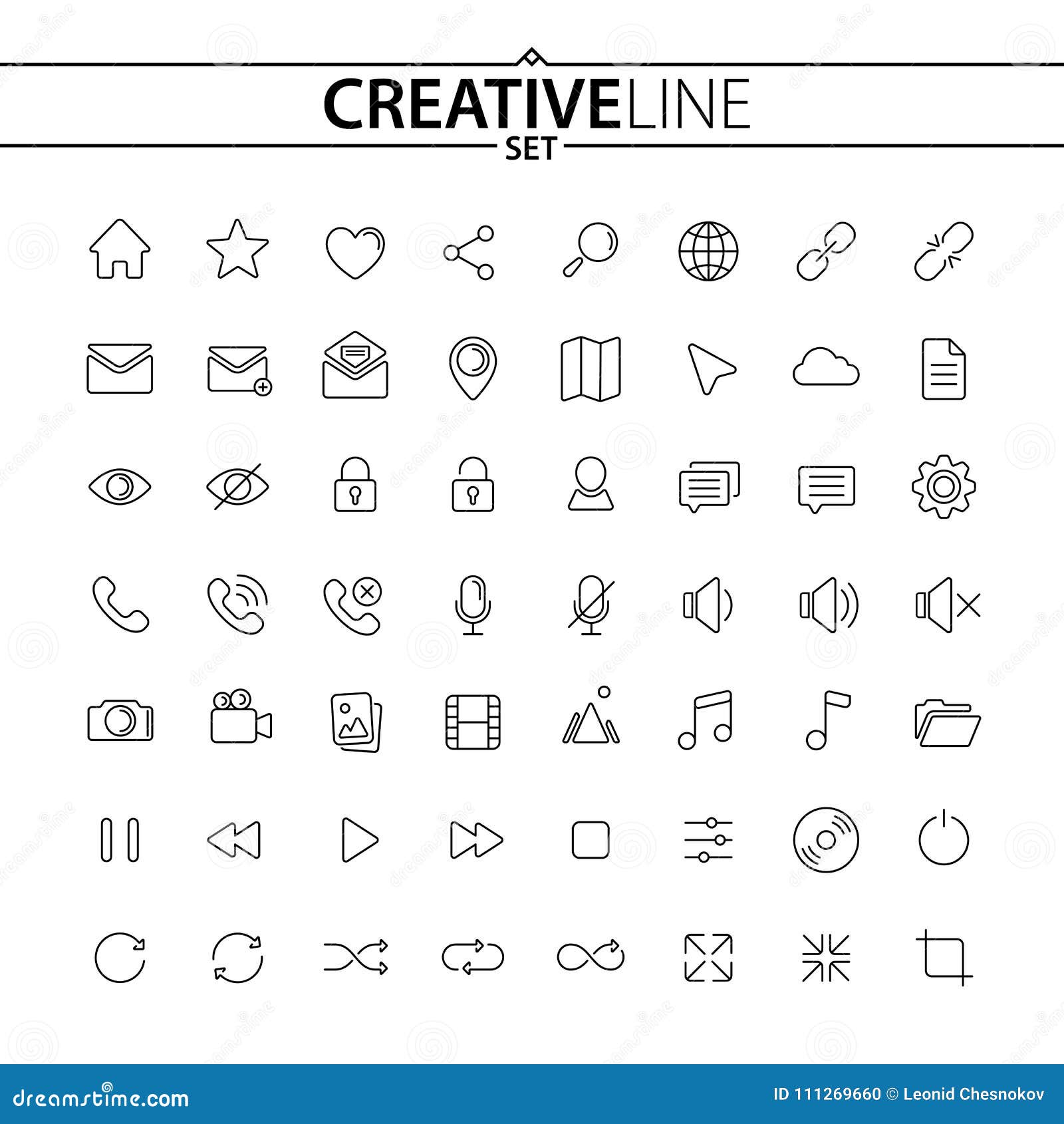 Universal Thin Icons Set for Your Web and Mobile Design Stock Vector ...