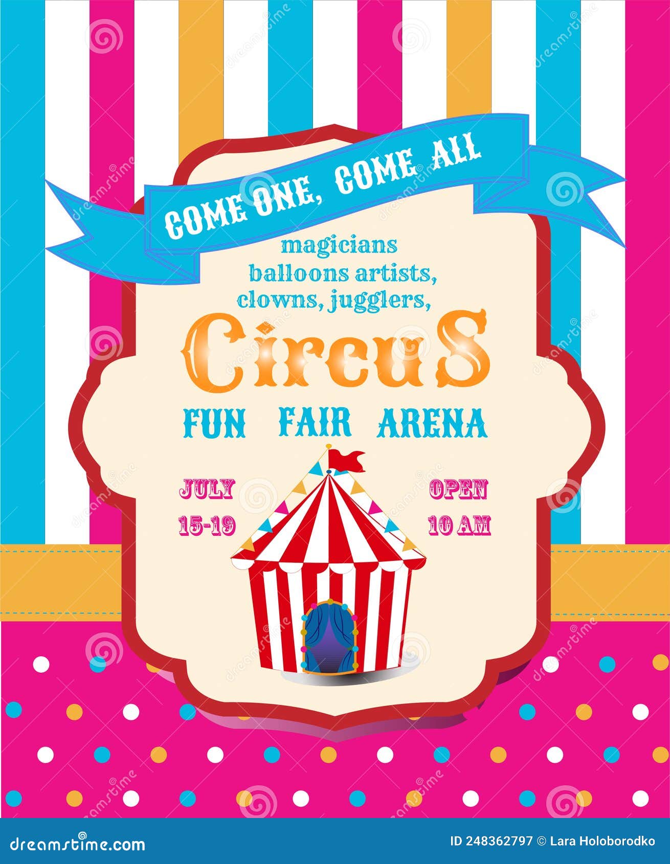 Universal Ticket for Circus Performance. Used in Web Design, Banners ...
