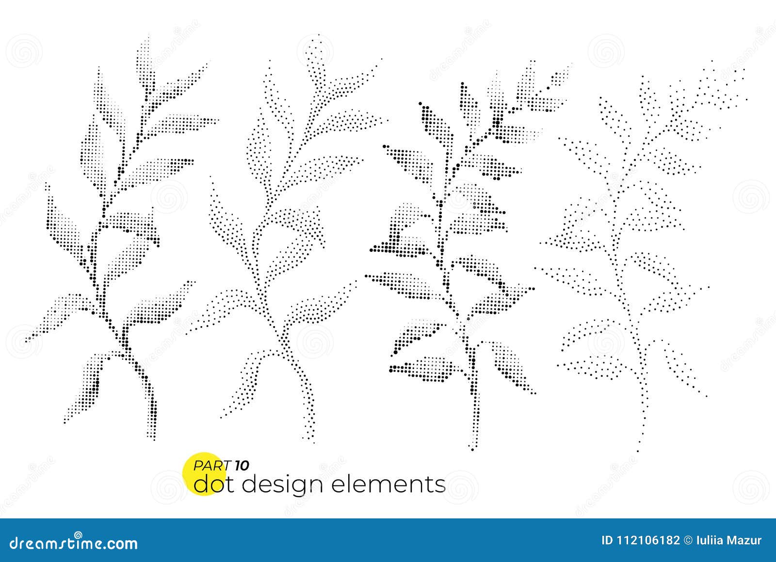 Universal Trend Dotty Leaves Set. Dotted Bright Bold Elements Co Stock ...