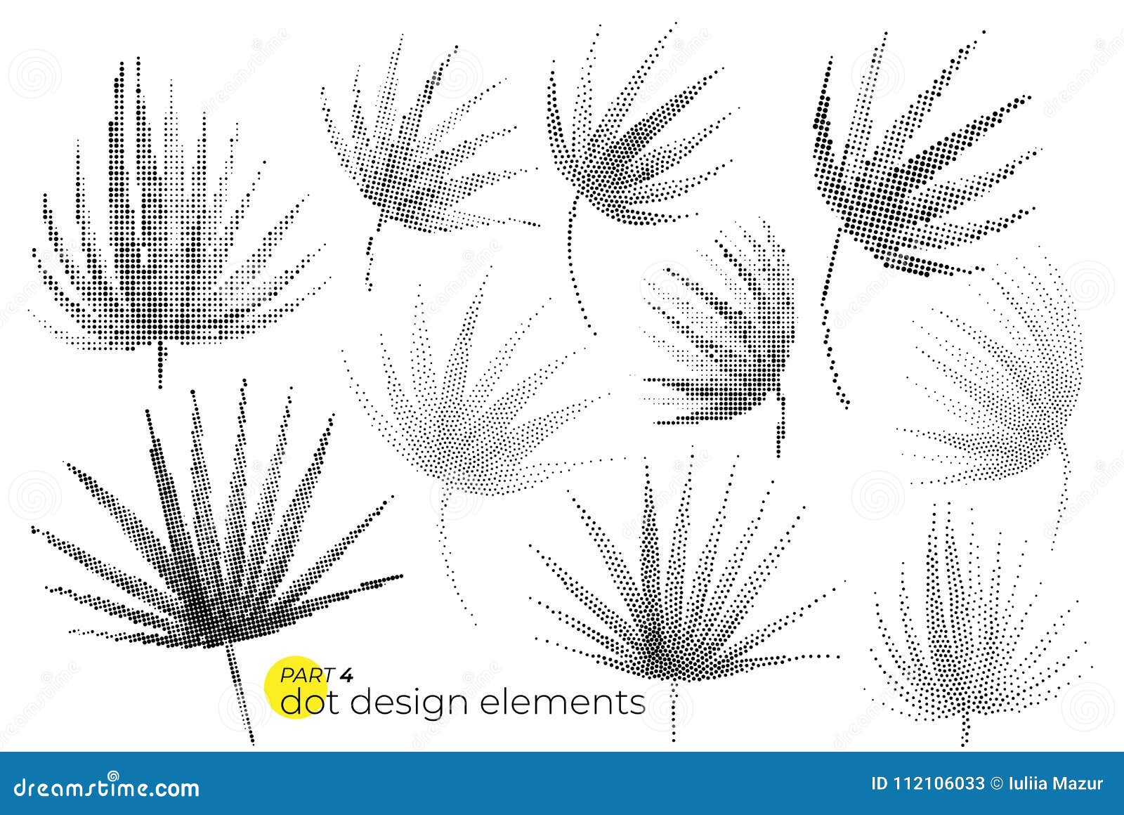 Universal Trend Dotty Leaves Set. Dotted Bright Bold Elements Co Stock ...