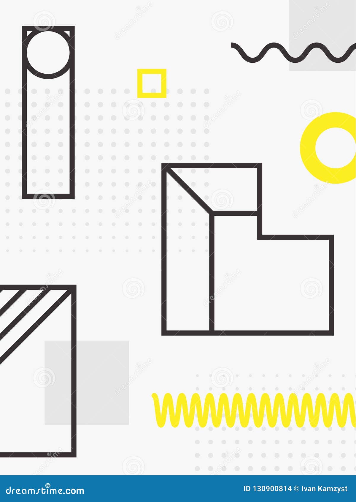 Universal Trend Poster. Linear Geometric Shapes Set with Halftone ...