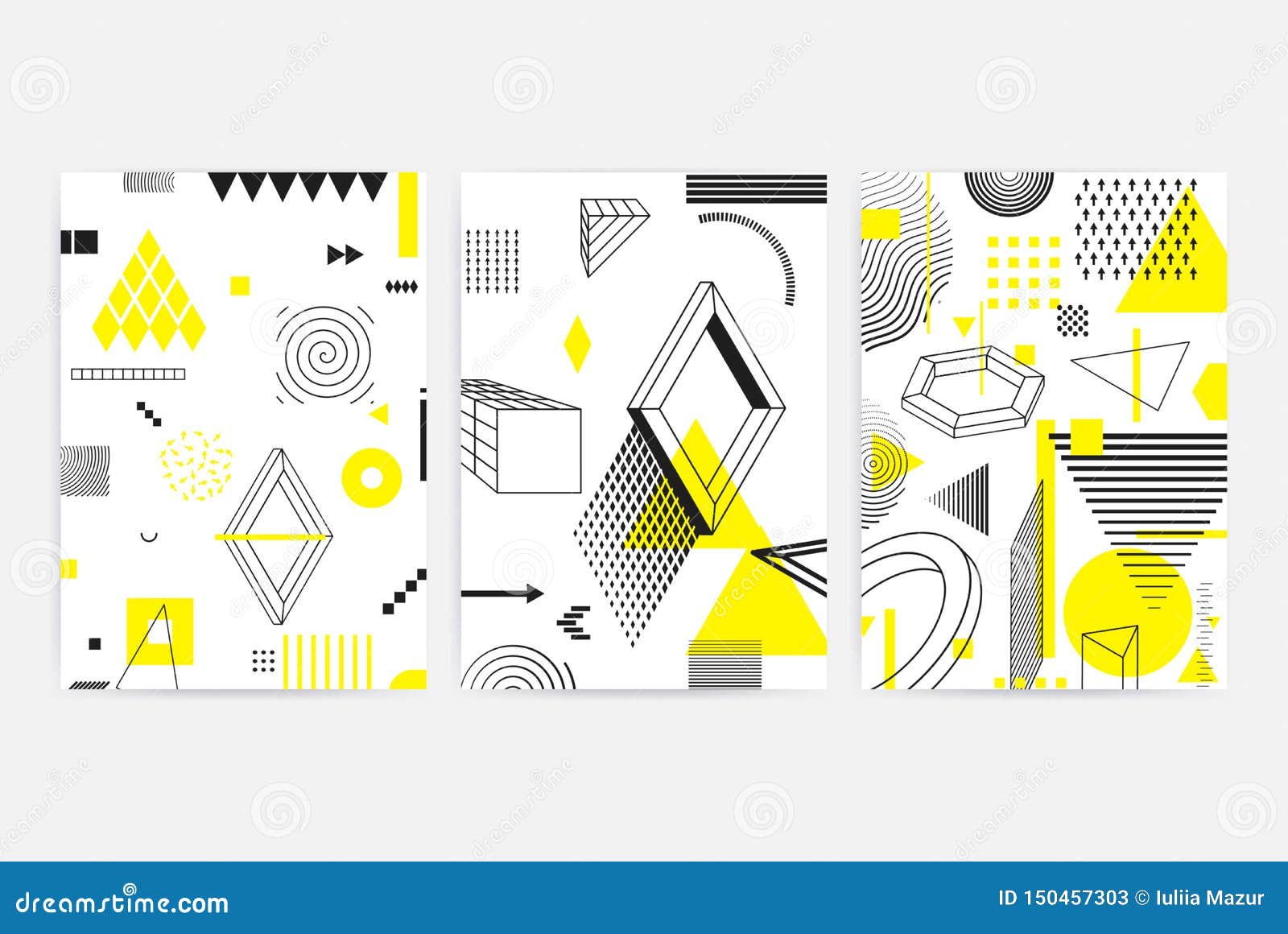 Posters Set with Bright Bold Geometric Elements Stock Vector ...